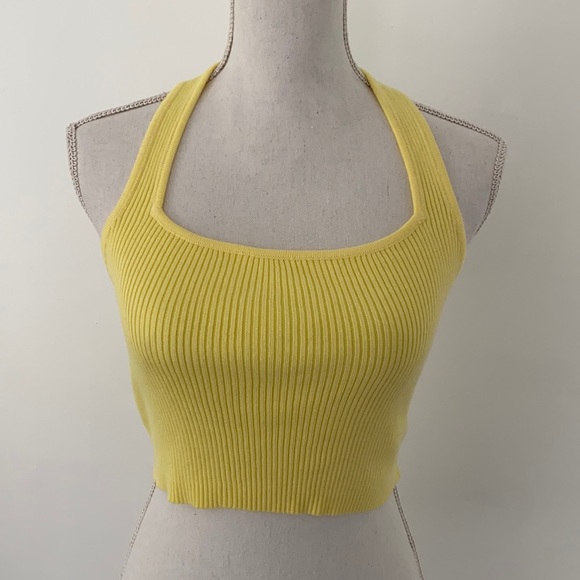 SHEIN | Tops | New Yellow Ribbed Knit Square Neck Halter Top | Poshmark